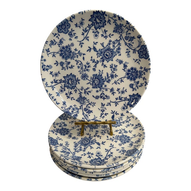 2018 Churchill England Jacobean Blue and White Salad Plates - a Set of ...