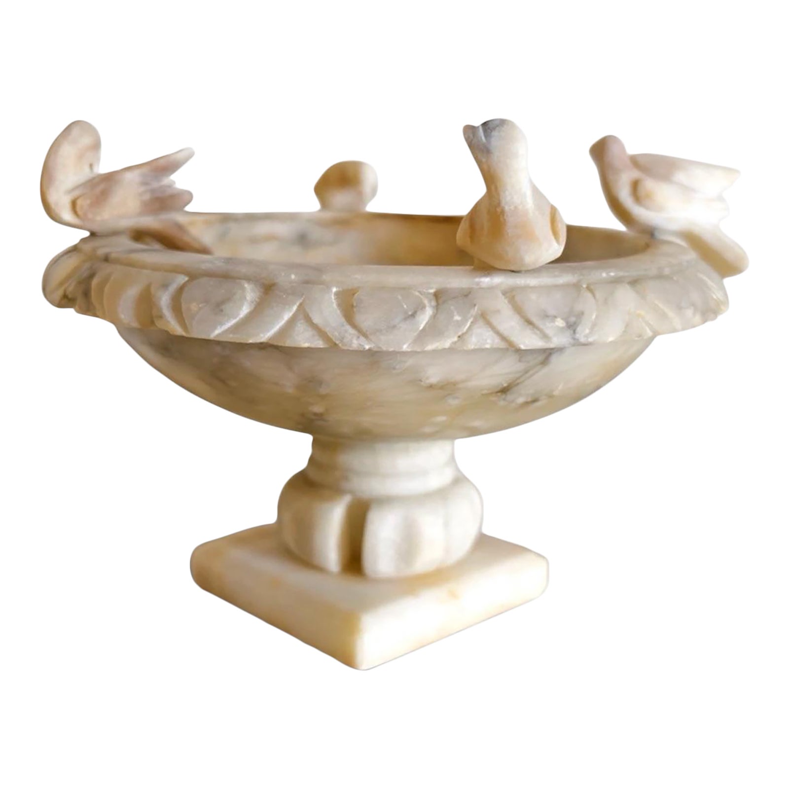 Italian Alabaster Antique Bird Bath | Chairish