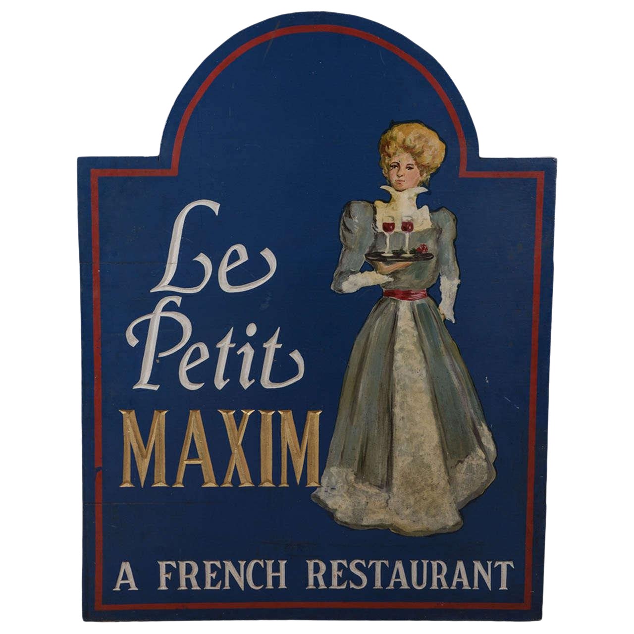 19th Century Vintage "Le Petit Maxim" French Restaurant Sign | Chairish