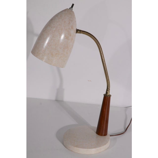 Plastic Wood and Metal Mid Century Gooseneck Bullet Shade Desk Lamp ...