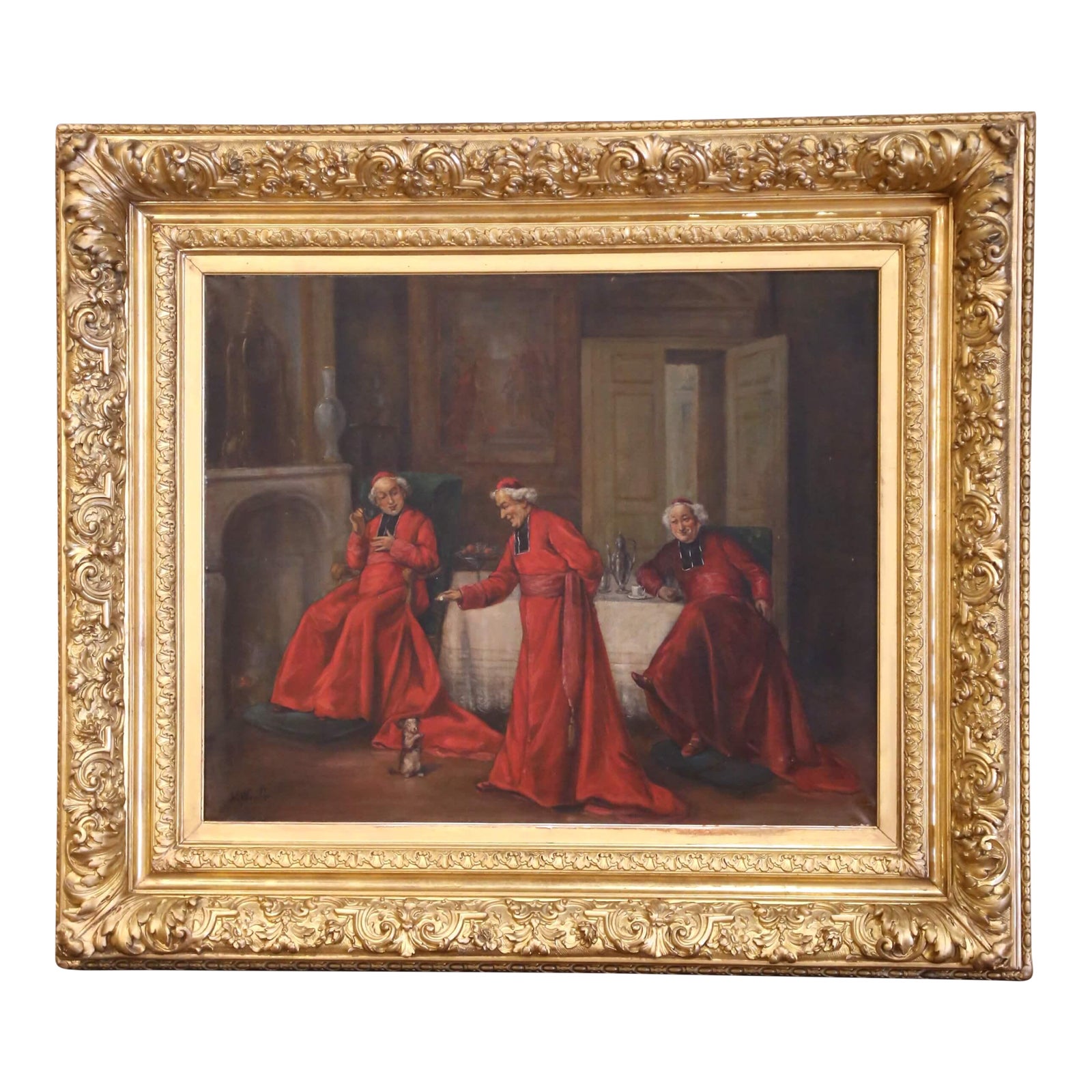 19th Century French Cardinal Oil on Canvas Painting in Giltwood Frame ...