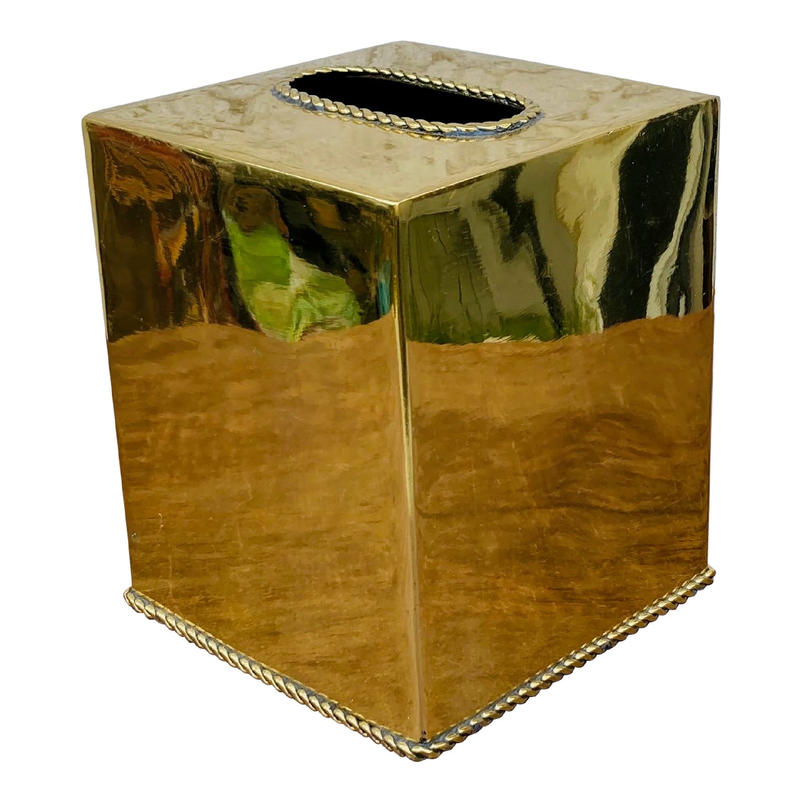 Early 21st Century Solid Brass Tissue Box Cover | Chairish
