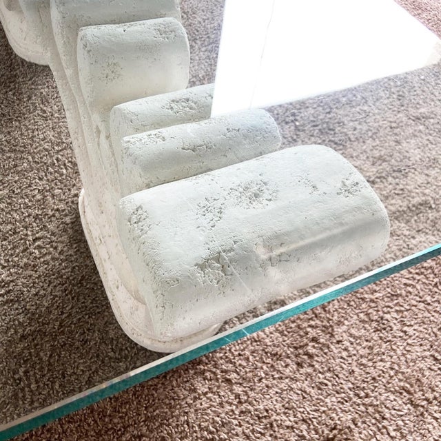 Postmodern Sculpted Plaster Glass Top Side Tables - a Pair | Chairish