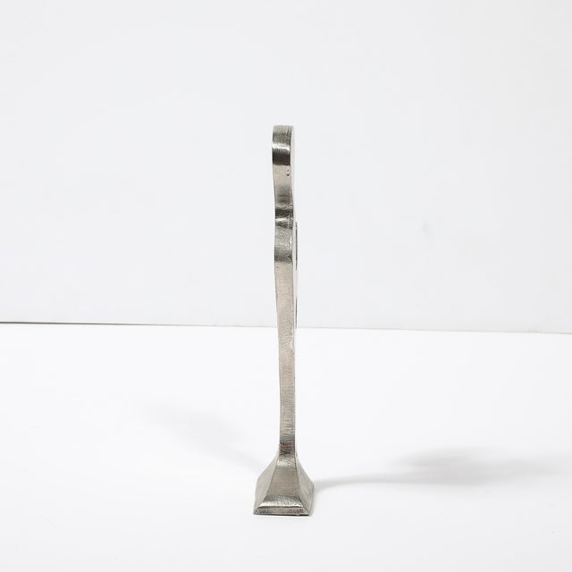 Modernist Abstract Figural Sculpture in Brushed Pewter Manner of Willi ...