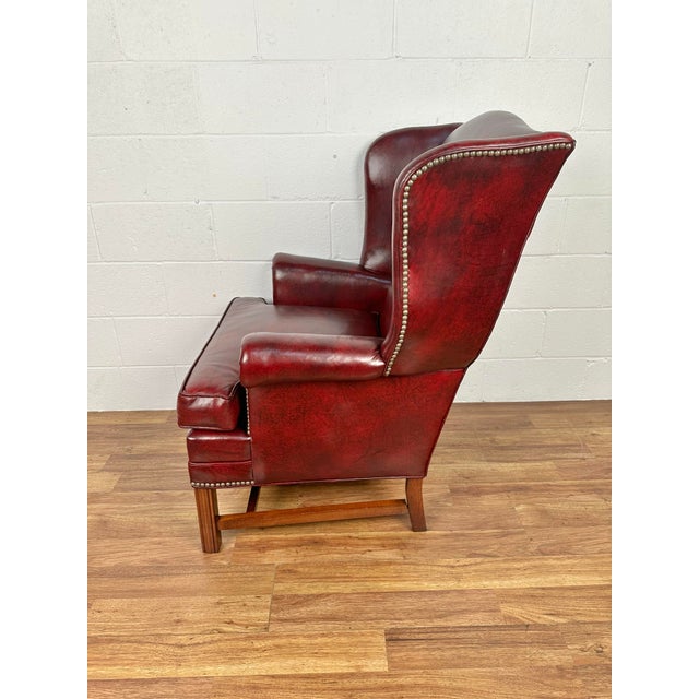 Late 20th Century Bracewell Burgundy Leather Nailhead Wingback Library ...