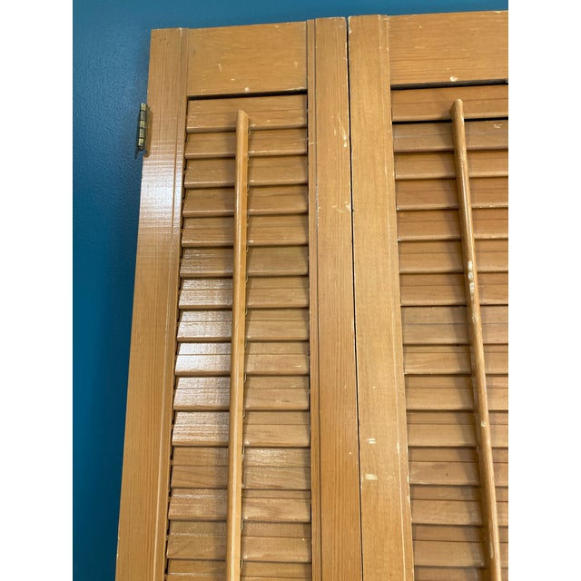 Vintage Brown Louvered Shutter Panel | Chairish