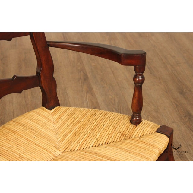 French Country Style Ladderback Rush Seat Settee | Chairish