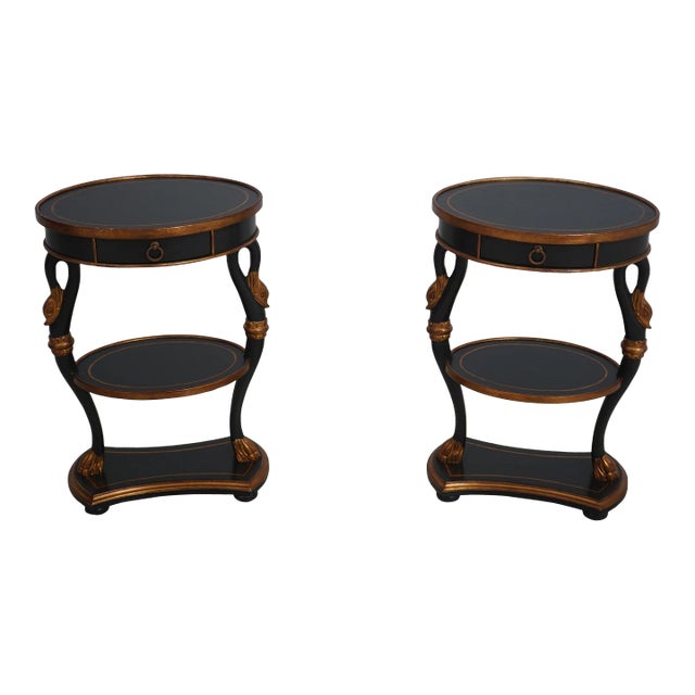 Pair William Switzer Regency Style Swan End Tables | Chairish