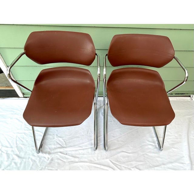 1970s Chrome Acton Stacker Office Chairs - a Pair | Chairish