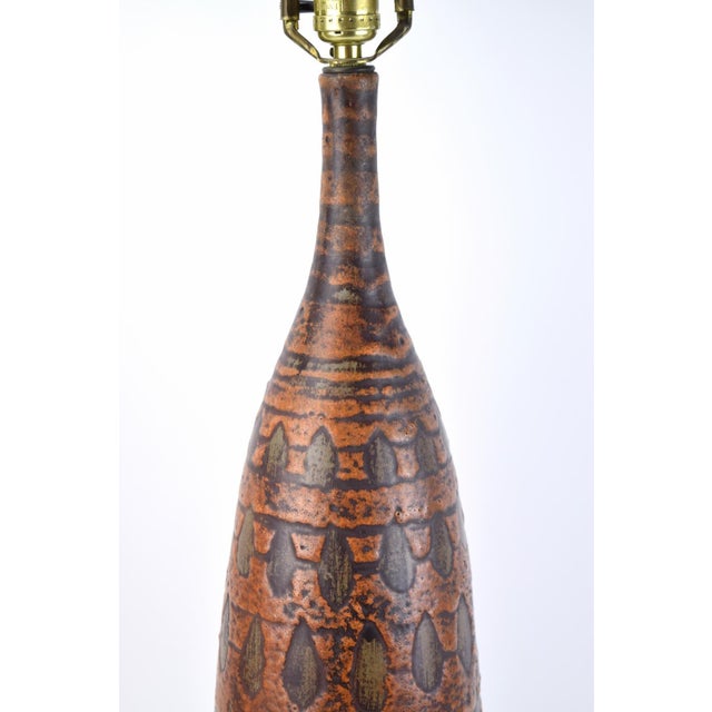 Vintage Mid-Century Modern Art Pottery Burnt Orange Sienna Table Lamp ...