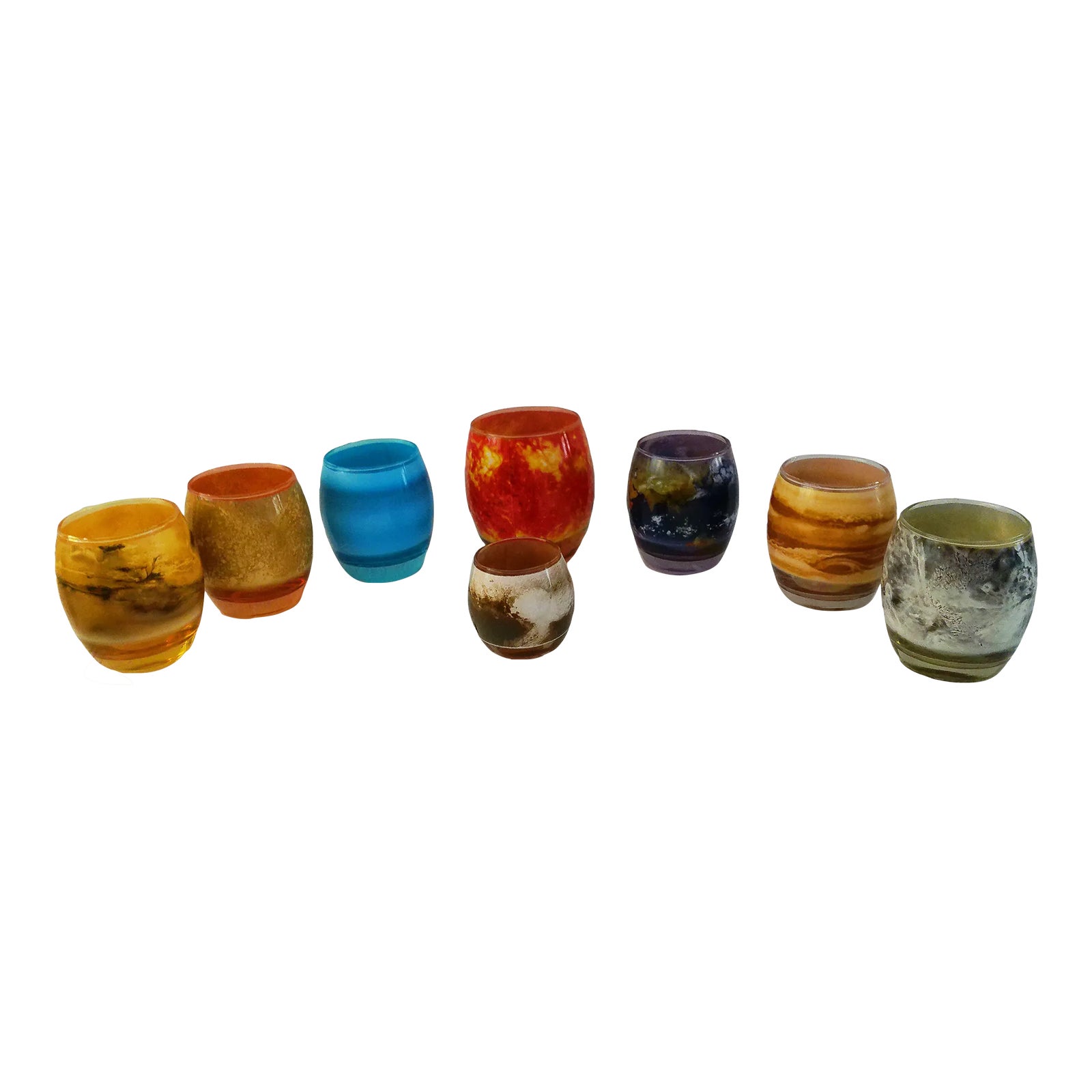 Celestial Planetary Glass Votive Candle Holders, Set of 8 | Chairish
