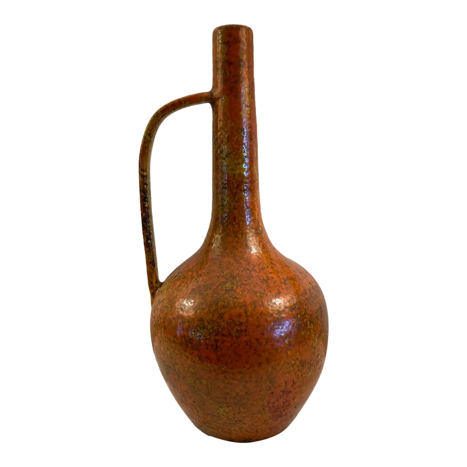 Mid Century West German Volcano Orange Jug | Chairish