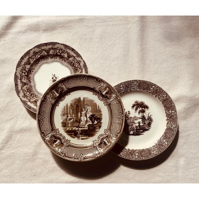 Circa 1850 English Stoneware Plates - Set of 3 | Chairish