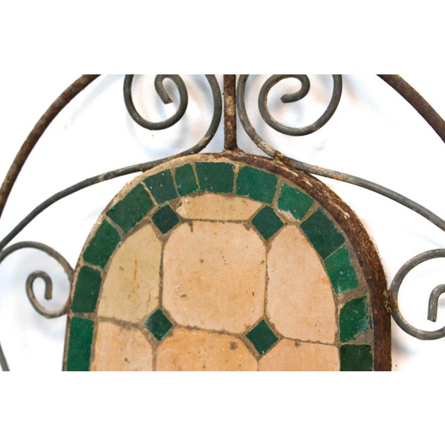 Terracotta Tile Wall Sconce With Candle Cup Green Accents | Chairish