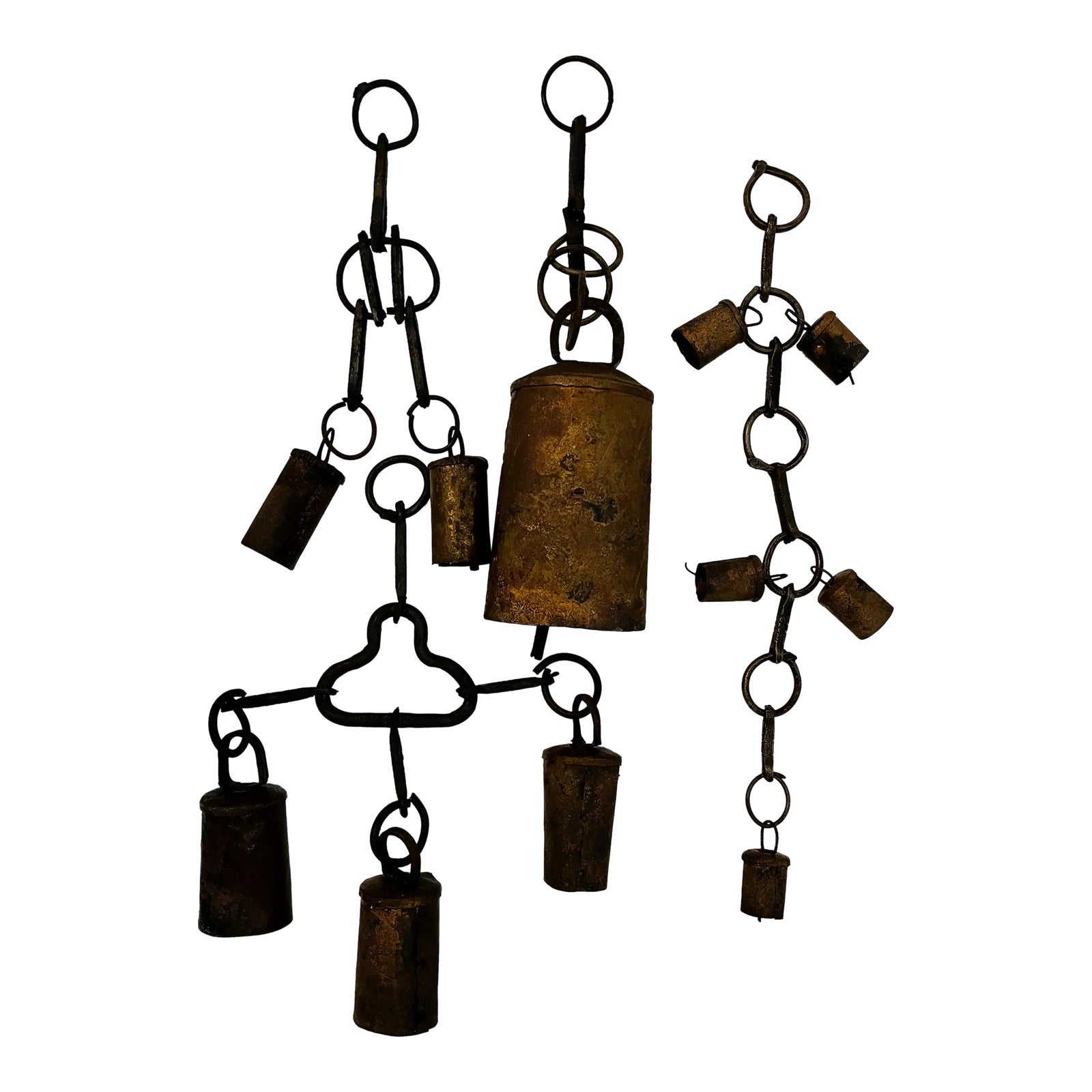 Set of 4 Vintage Late 20th Century Copper and Iron Bells | Chairish