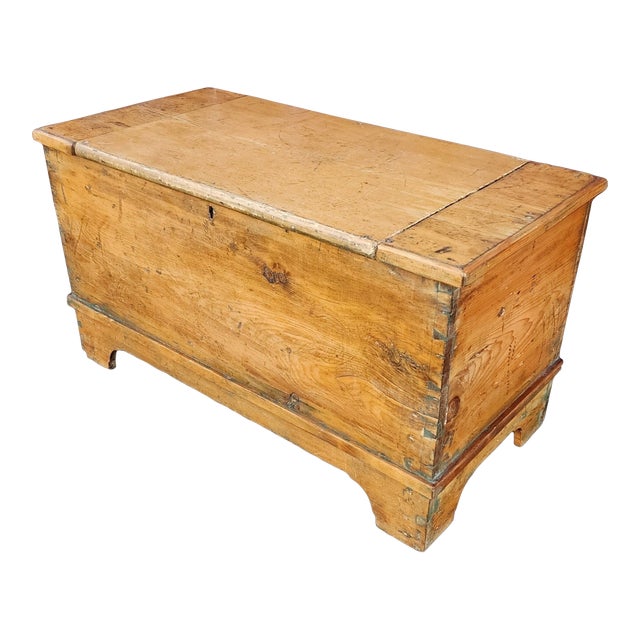 Antique Primitive Patinated Pine Blanket Chest | Chairish