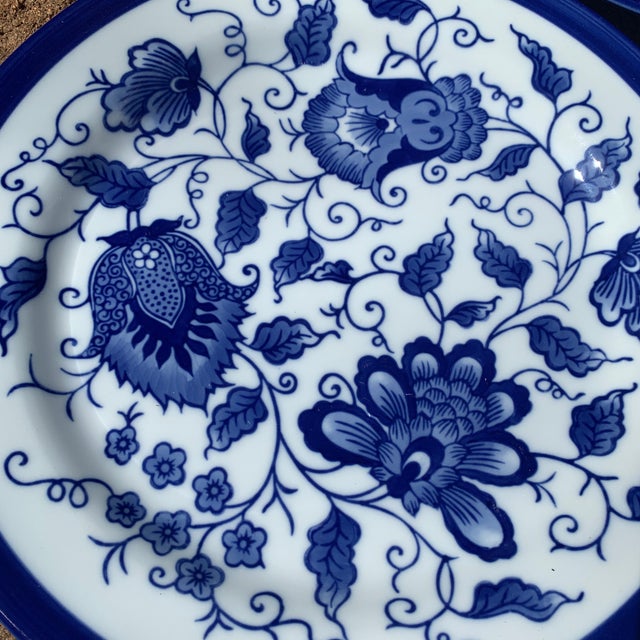 Vintage Bombay Cobalt Blue and White Jacobean Plates- Set of 4 | Chairish