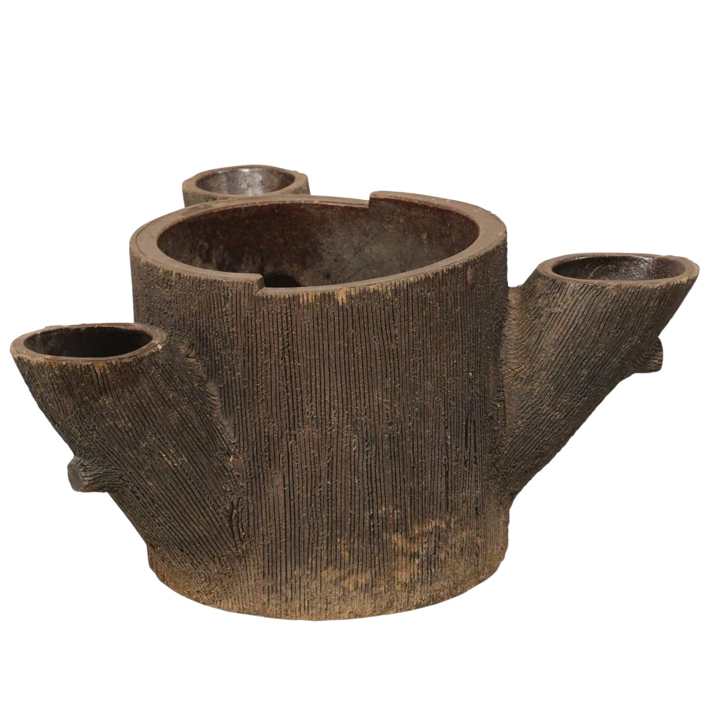 Vintage Mid Century Tree Trunk Shaped Multi-Level Planter | Chairish