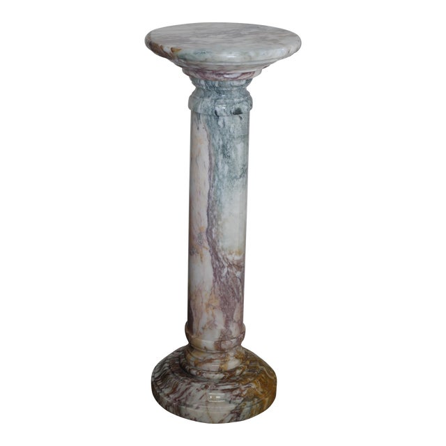 1960s Italian Viola Calcutta Polished Solid Marble Pedestal | Chairish