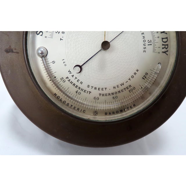 Antique Brass Ships Barometer & Thermometer by Negus of New York | Chairish
