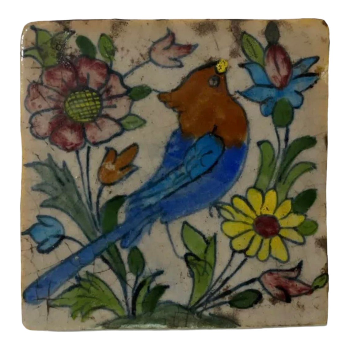 Vintage Late 20th Century Hand Painted and Glazed Love Bird Persian ...