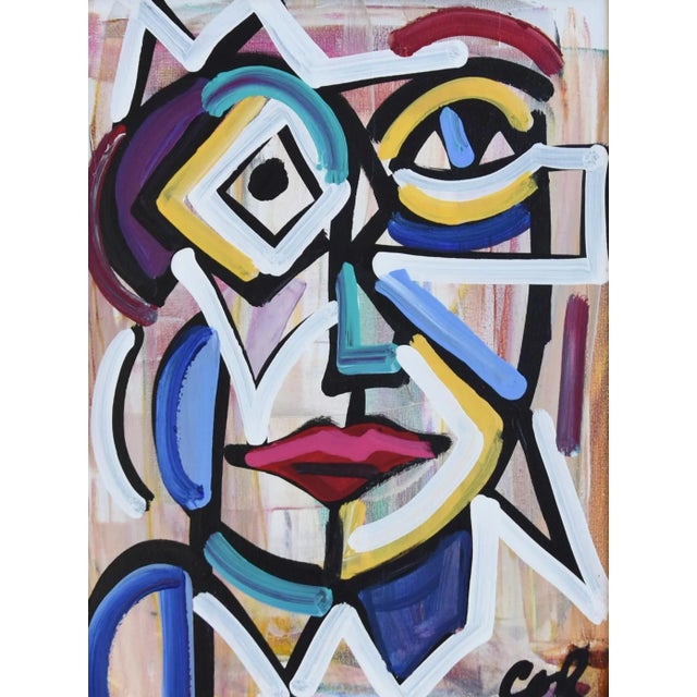 Expressionism Cubism Portrait Oil Painting Including an Antiqued Gold ...