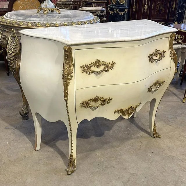 French White Victorian Commode Furniture | Chairish