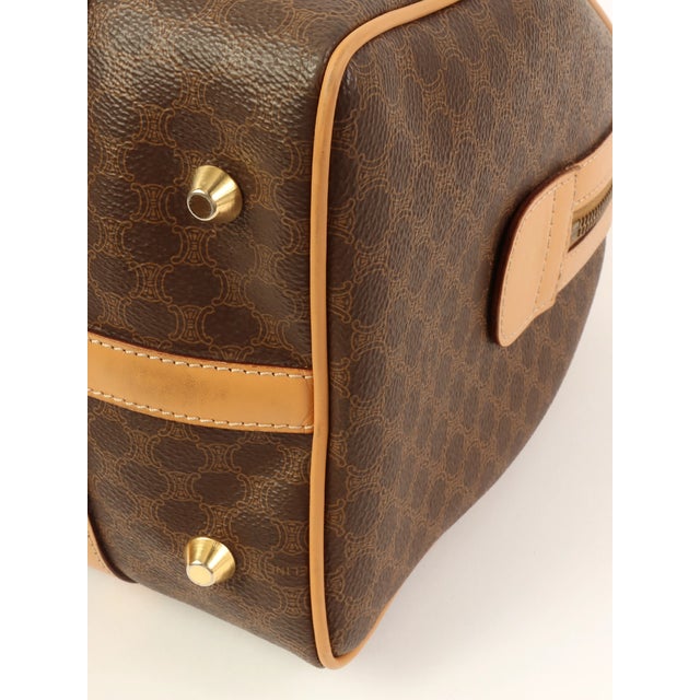 Celine Macadam Pattern Logo Embossed Boston Bag Brown | Chairish