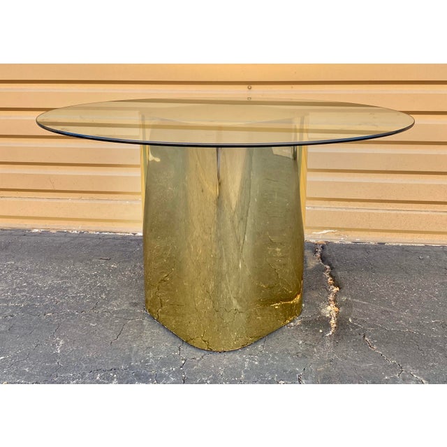 1980s Contemporary Brass Pedestal Dining Table | Chairish