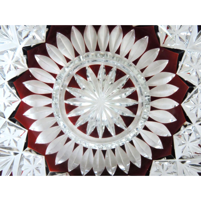 Antique English Ruby Red Cut Glass Serving Set, Charger and Six Bowls ...