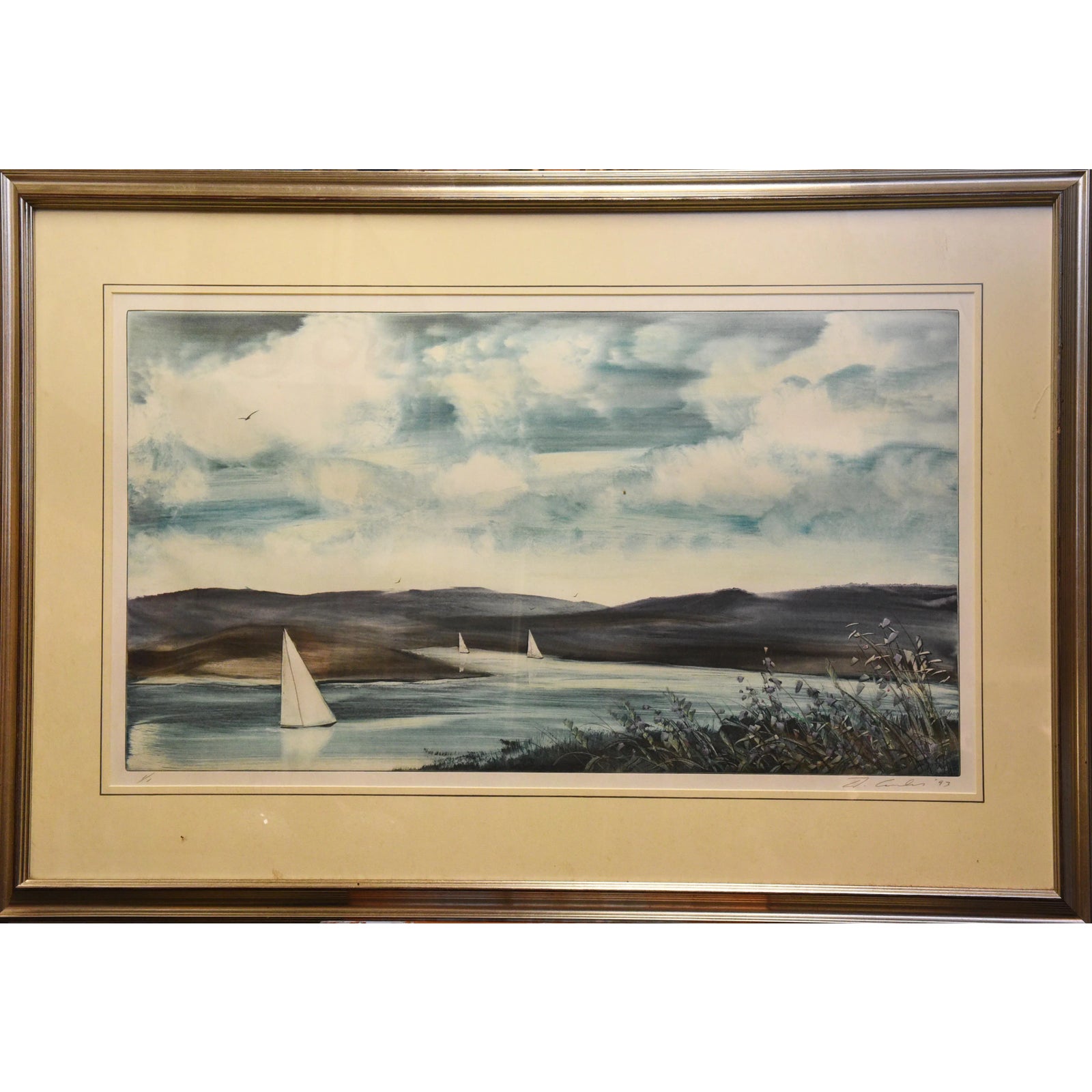 Harbor Light, Original Lithograph, 1993, Framed | Chairish