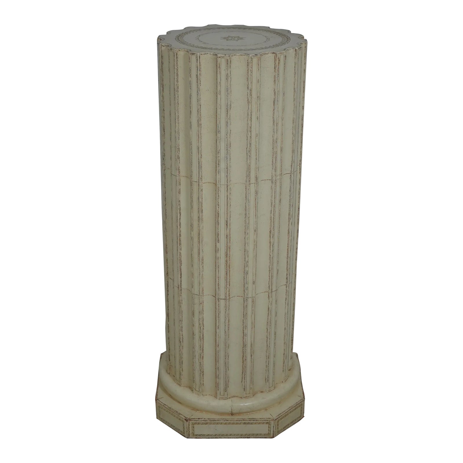 Maitland Smith Leather Wrapped Column Pedestal | Chairish