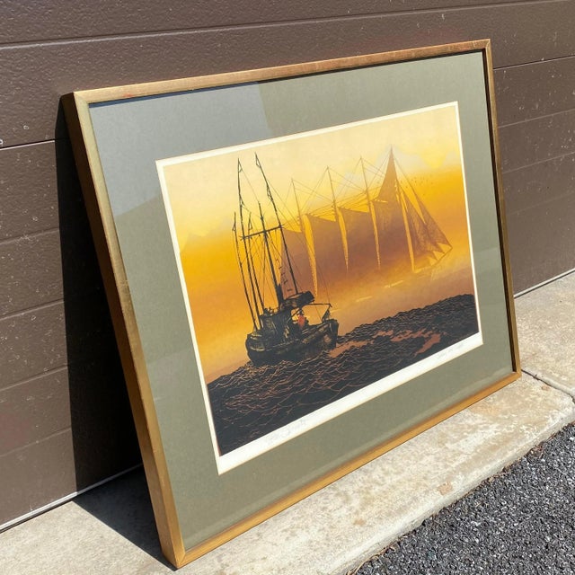 Signed Nautical Silkscreen “Journey Into Silence” by Elton Bennett ...