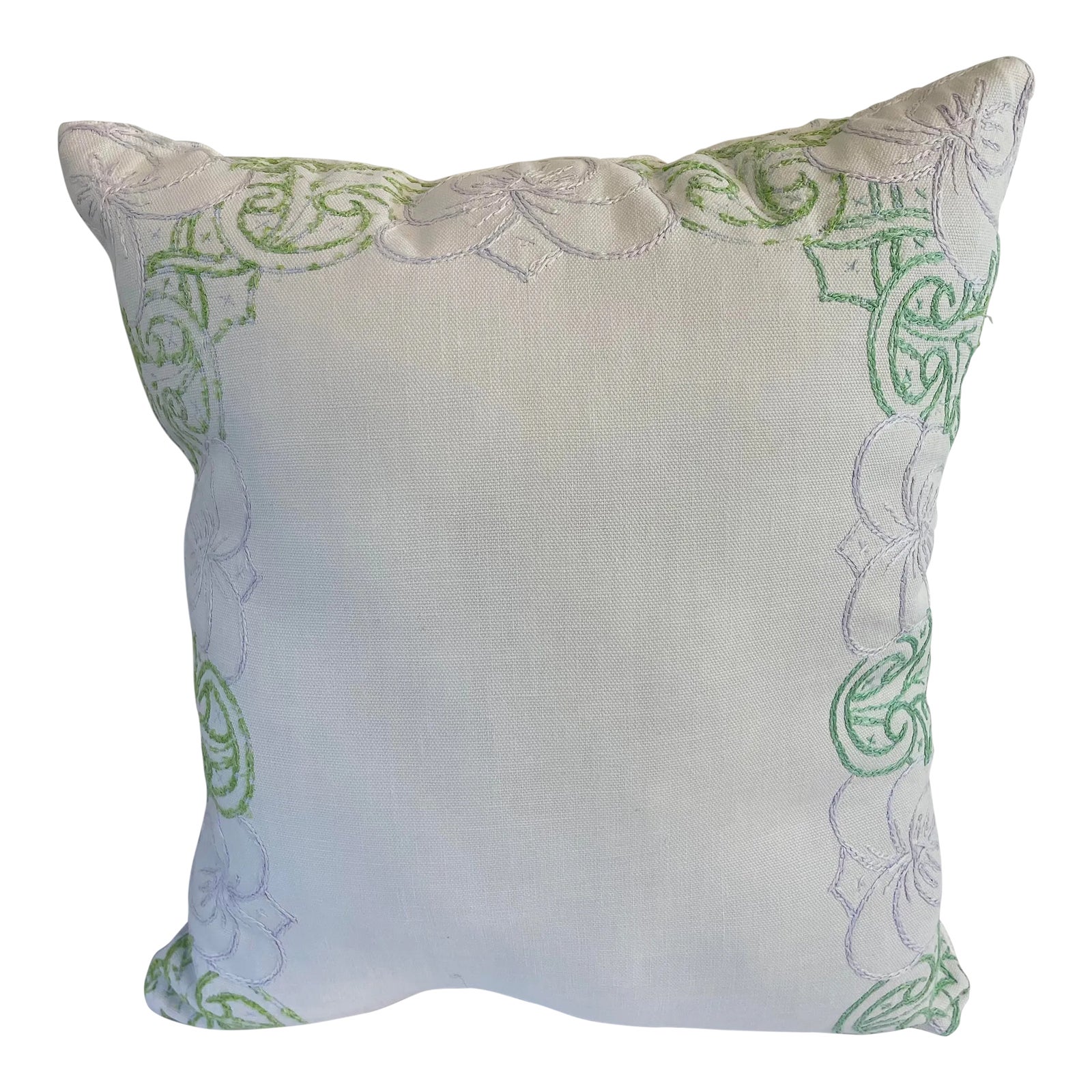 Vintage Handmade Embroidered Pillow | Chairish