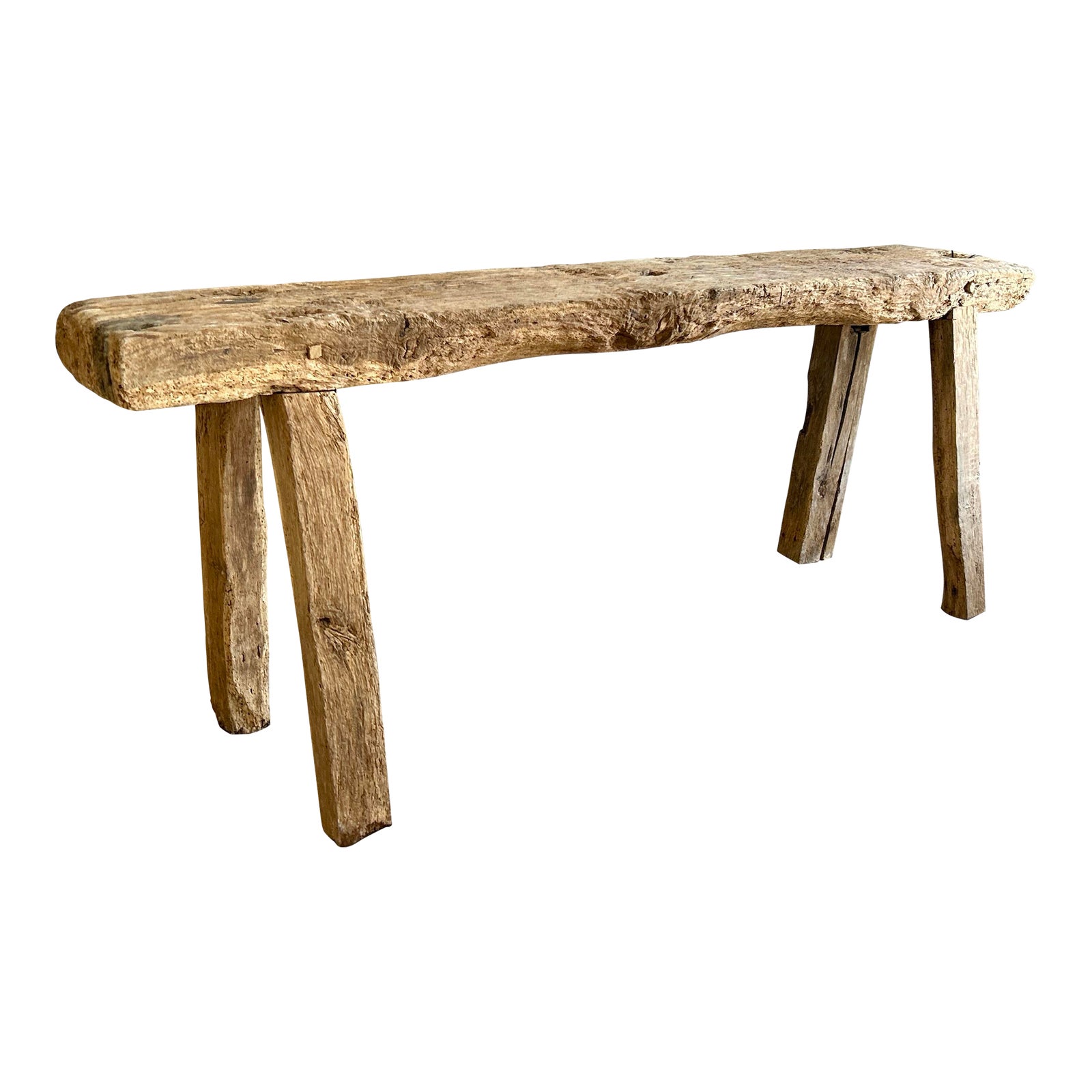 Antique French Rustic Work Bench Sofa Console Table | Chairish