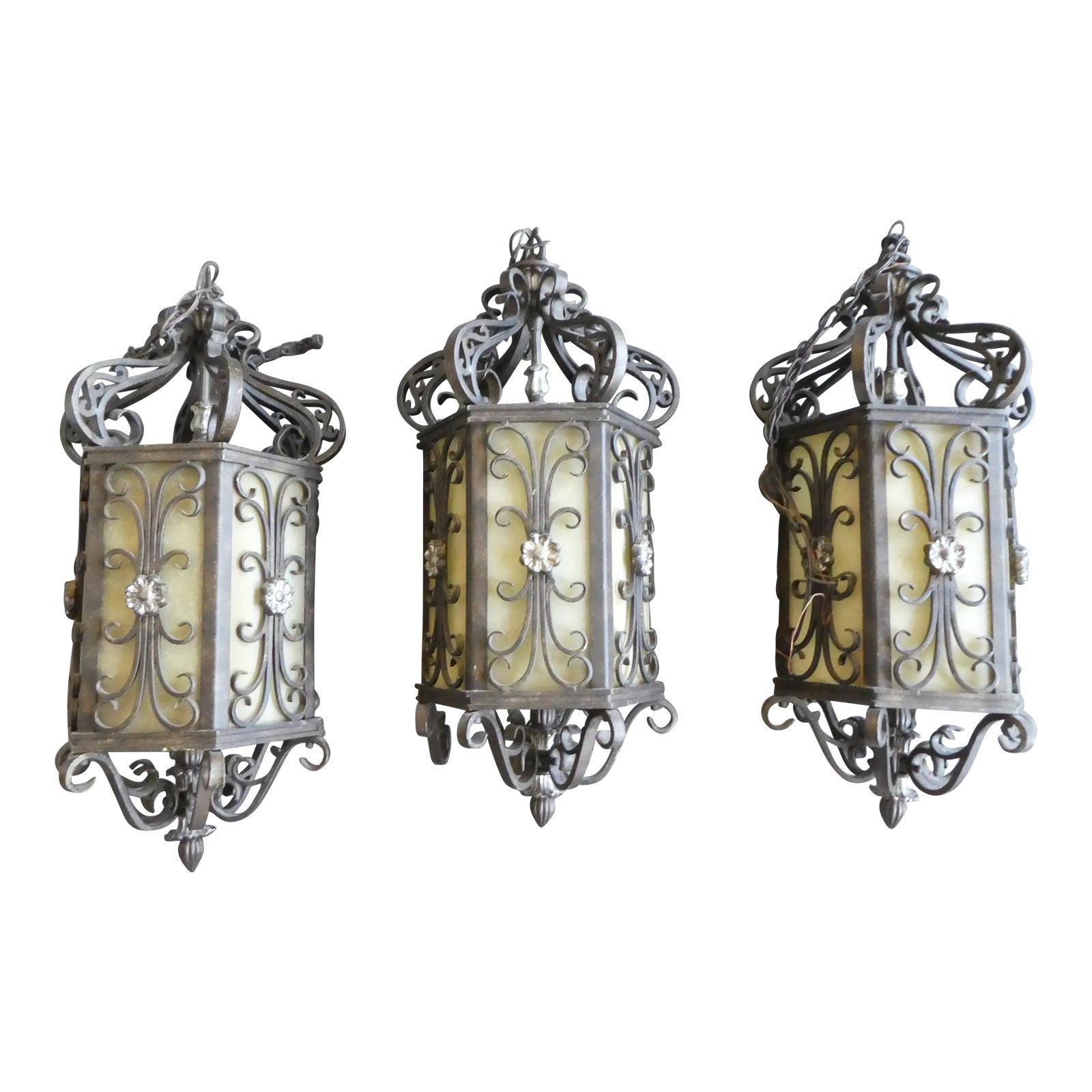 Vintage Wrought Iron Meisner Style Chandeliers - a Set | Chairish