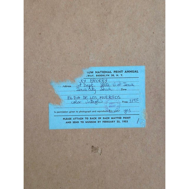 Vintage Mid-Century "El Dia De Los Muertos" Color Intaglio by Harry ...