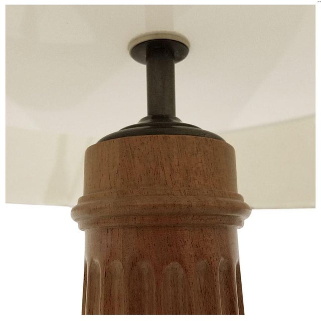 John Saladino Fluted Mahogany Column Lamp | Chairish