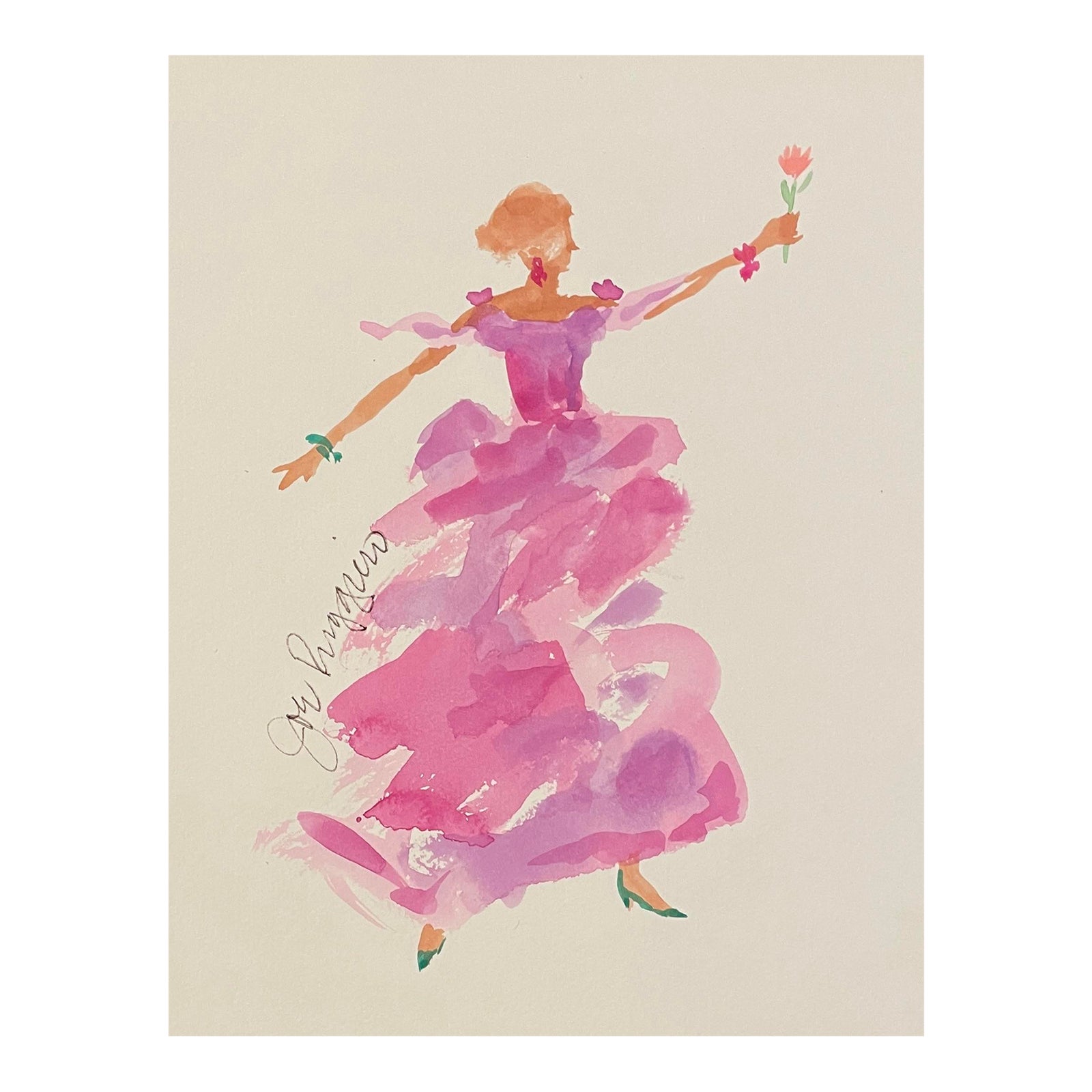 Dancing Lady With a Flower by Ruggiero | Chairish