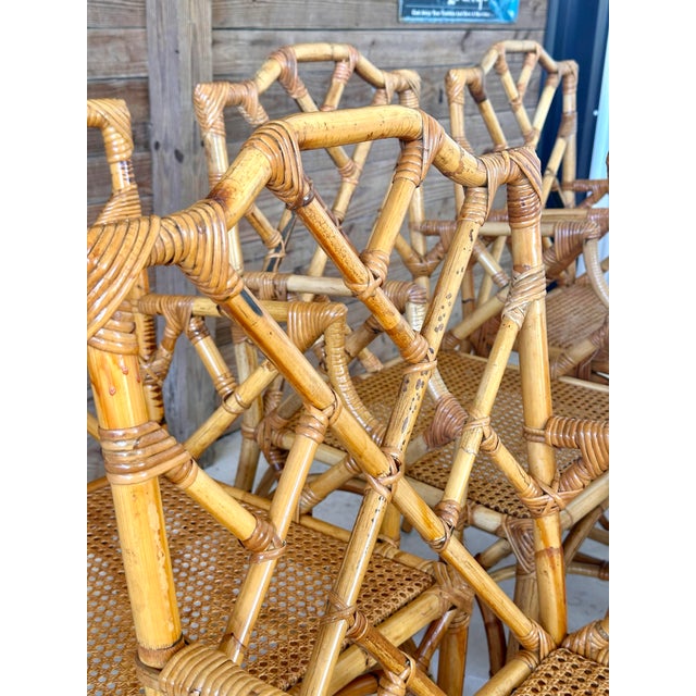 Mid-20th Century Italian Restored Refinished Rattan Cane Chippendale ...