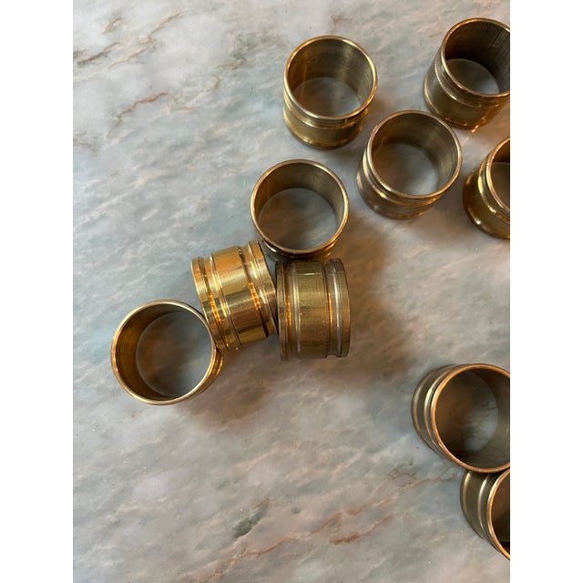 Set of 12 Late 20th Century Unlacquered Brass Napkin Rings | Chairish