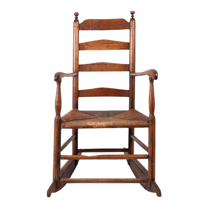 Antique American Ladderback Rocker 18th C | Chairish