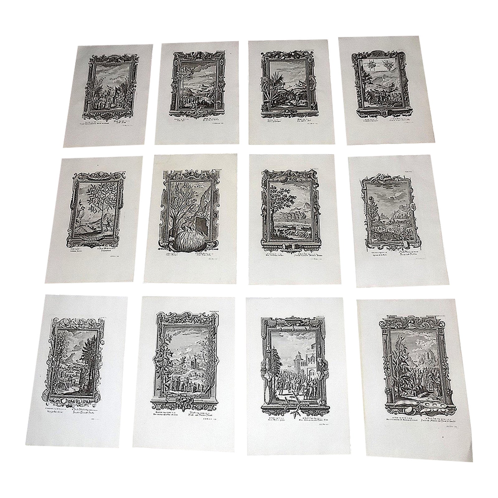 Antique 18th Century (1731) Copperplate Landscape Engravings - Set of ...