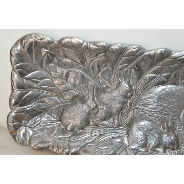1990s Arthur Court Cast Aluminum Repousse Bunnies Rectangle Serving ...