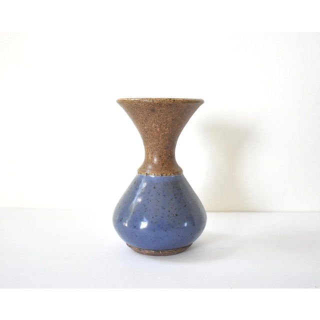Art Pottery Blue Earthenware Vase | Chairish