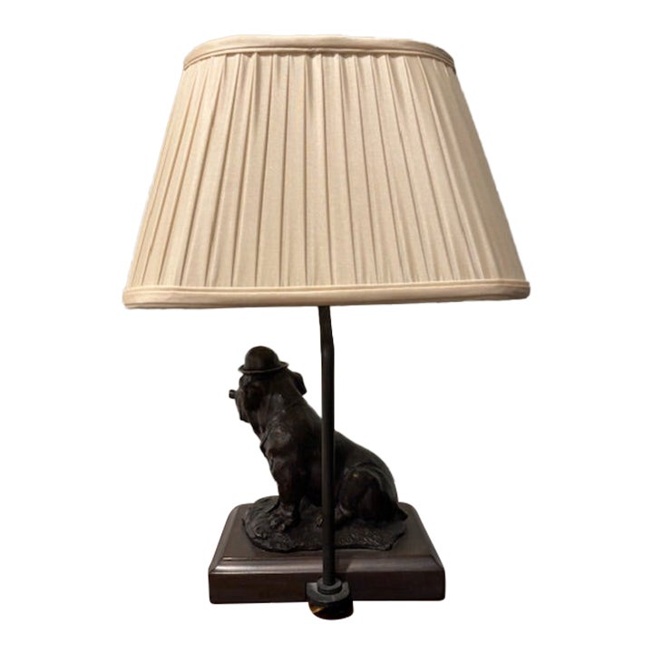 1970s rederick Cooper Cast Bronze & Brass Bulldog Pedestal Lamp and ...