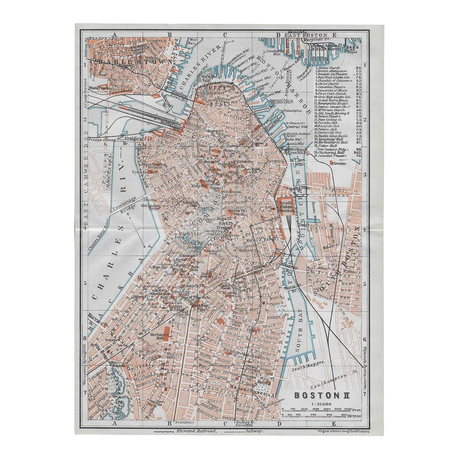 1909 Boston Antique Map | Chairish