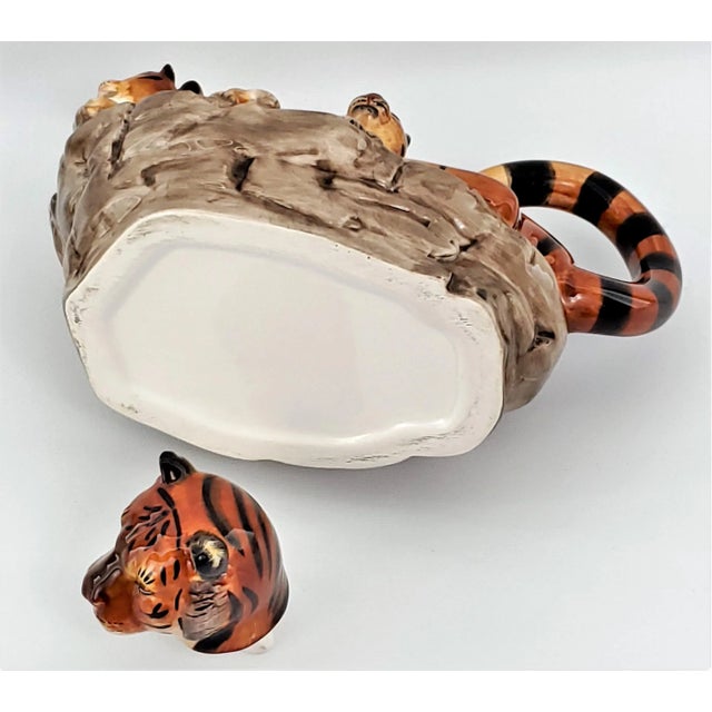Vintage Ceramic Tiger and Cubs Tea Pot With Striped Tiger Tail Handle ...