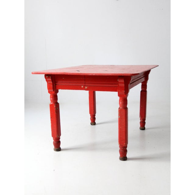 Antique Painted Red Table | Chairish