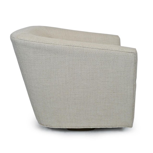 Ivory Tweed Swivel U Arm Chair | Chairish